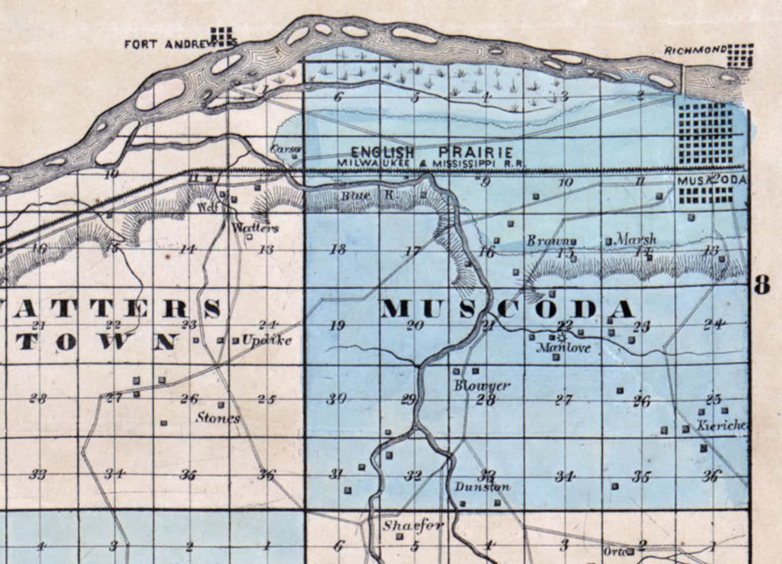 1890 Farm Line Map of Grant County Wisconsin Lancaster | Etsy