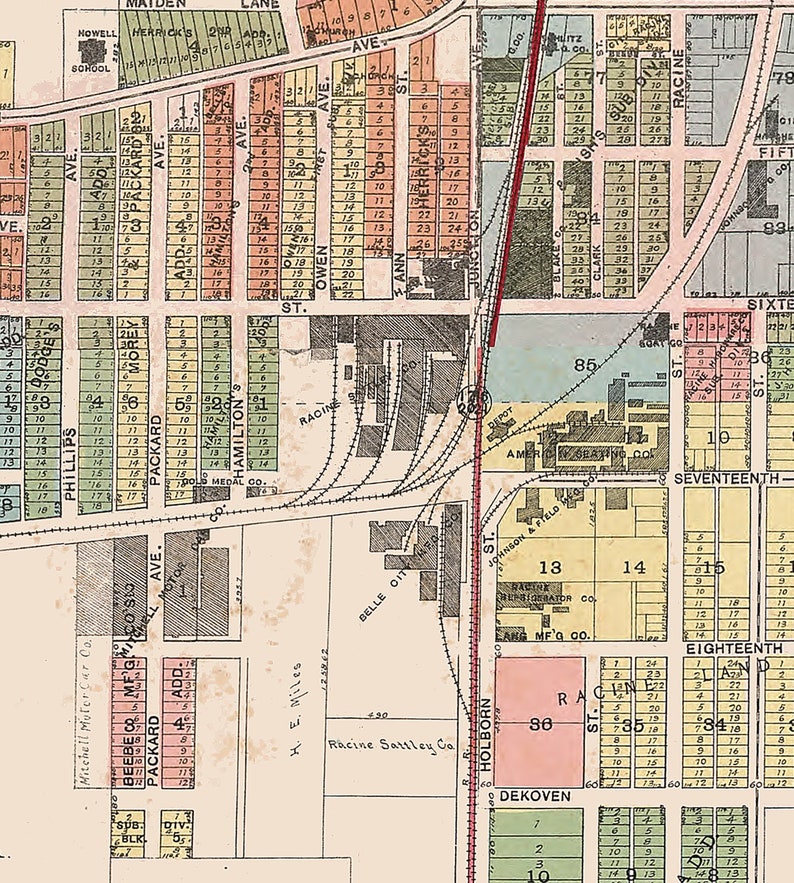1908 Town Map of Racine Racine County Wisconsin - Etsy