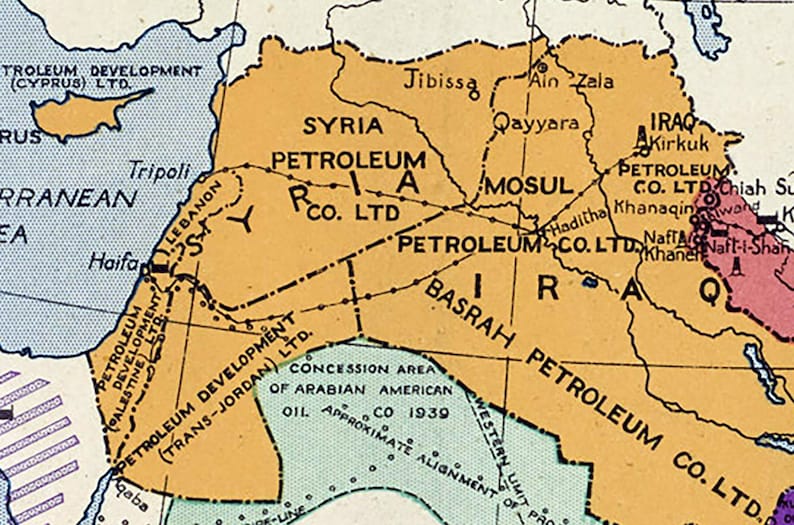 1945 Map of Middle Eastern Country Oil Fields and the USSR - Etsy