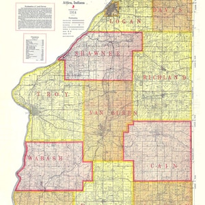 1914 Farm Line Map of Fountain County Indiana - Etsy