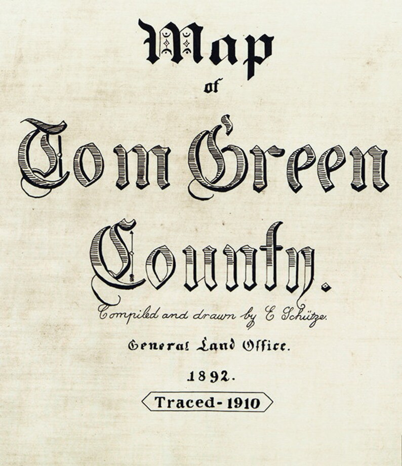 1892 Farm Line Map of Tom Green County Texas | Etsy