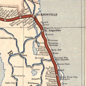 1915 Map of the Dixie Highway Illinois to Florida - Etsy