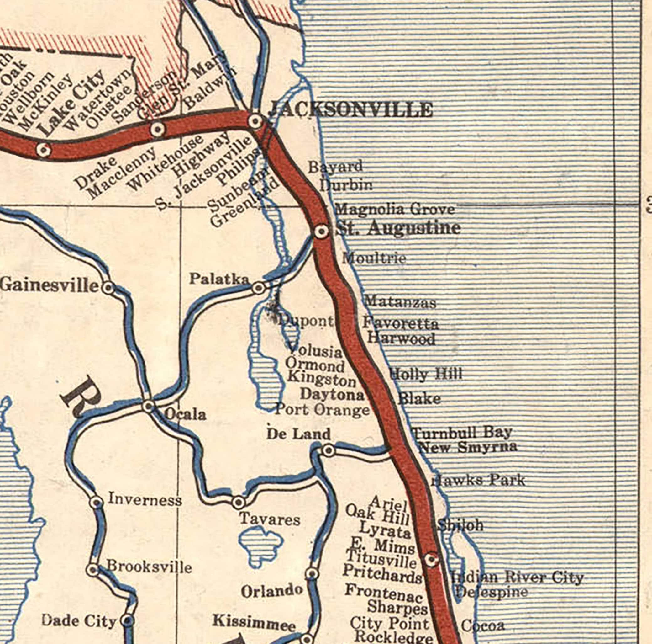 1915 Map of the Dixie Highway Illinois to Florida - Etsy