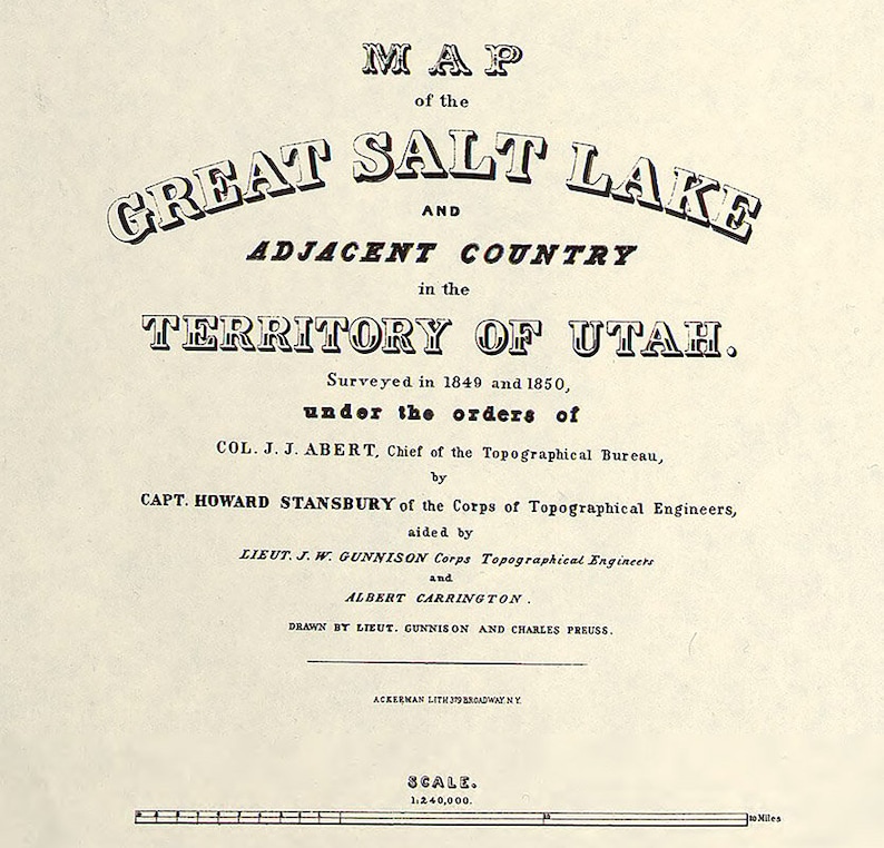 1850 Map of the Great Salt Lake Utah and Adjacent Country - Etsy