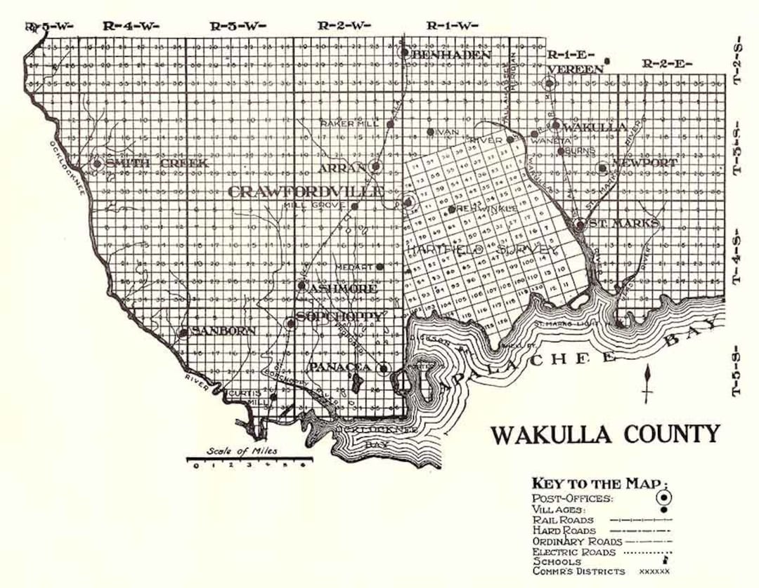1914 Map of Wakulla County Florida - Etsy