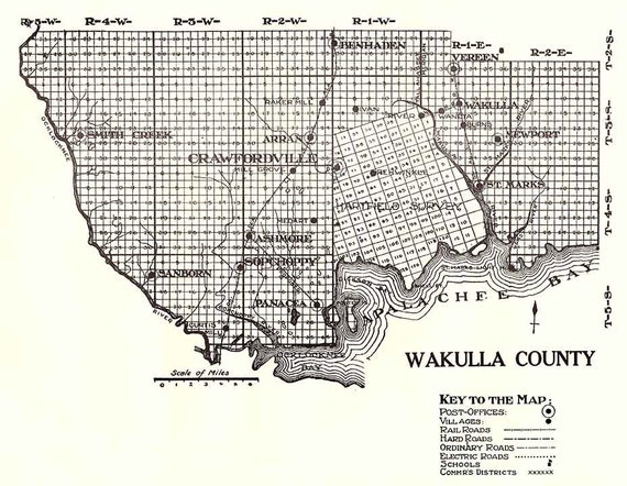 1914 Map of Wakulla County Florida | Etsy