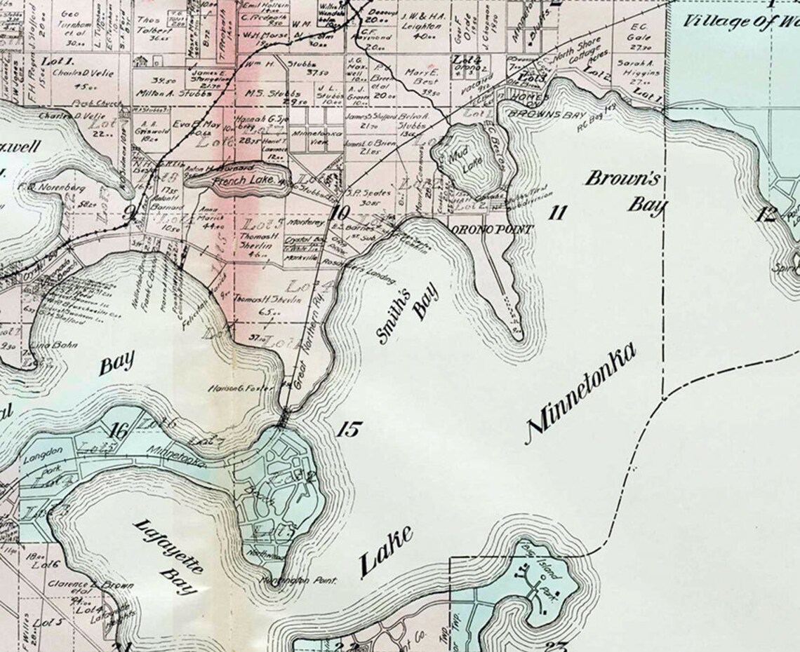 1913 Map of Orono Township Hennepin County Minnesota Lake | Etsy