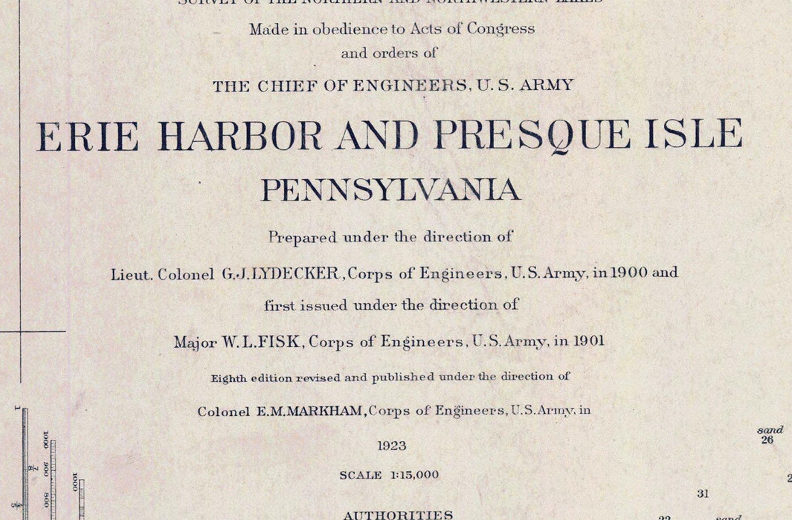 1923 Nautical Map of Erie Harbor and Presque Isle Lake Erie PA - Etsy