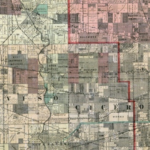 1898 Farm Line Map of Cook and Dupage County Illinois Chicago - Etsy
