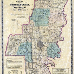 1879 Map of Whitfield County Georgia Dalton Landowner Reprint - Etsy