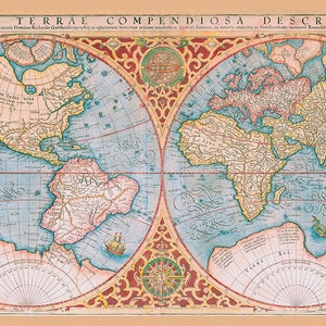 1637 Map of the World - Etsy
