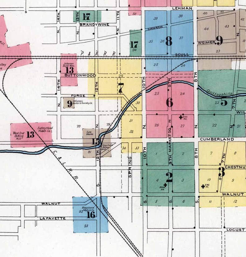 1896 Town Map of Lebanon County Pennsylvania - Etsy