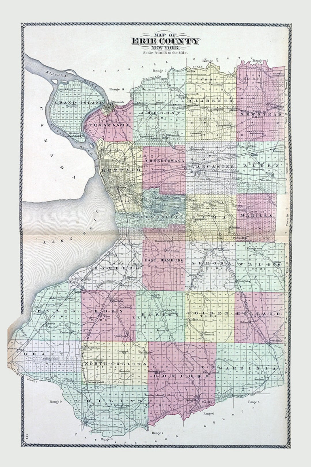 1880 Farm Line Map of Erie County New York - Etsy