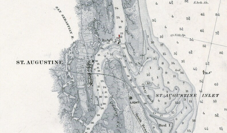 1893 Nautical Map of St Augustine Inlet Florida - Etsy