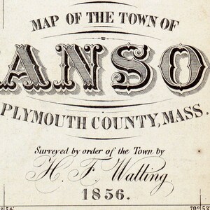 1856 Town Map of Hanson Plymouth County Massachusetts - Etsy