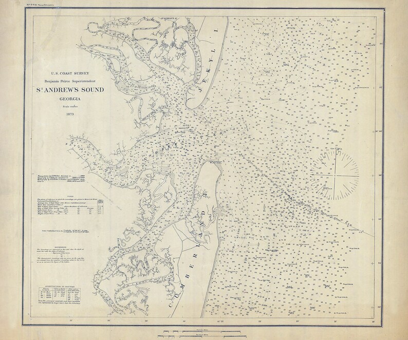1873 Nautical Map of St Andrew Sound Georgia - Etsy