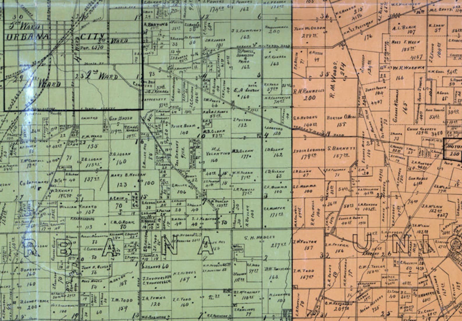 1894 Farm Line Map of Champaign County Ohio Urbana City - Etsy