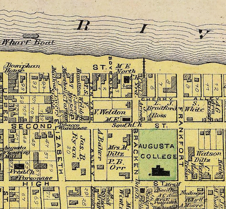 1877 Map of Augusta Bracken County Kentucky - Etsy