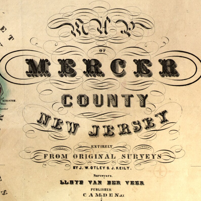 1849 Map of Mercer County New Jersey Trinton Princeton - Etsy
