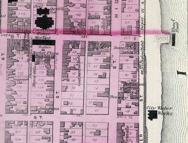 1877 Map of Steubenville Jefferson County Ohio - Etsy