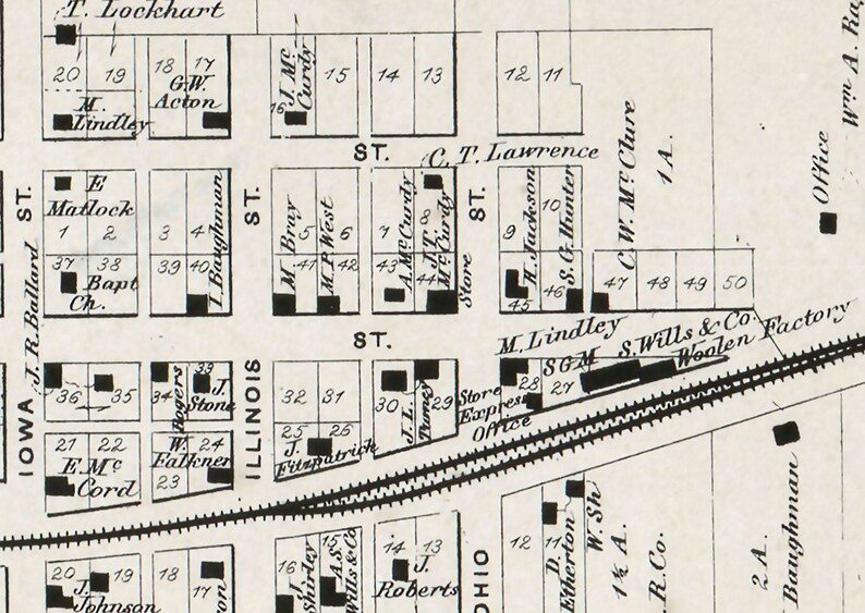 1866 Map of Clayton Hendricks County Indiana - Etsy
