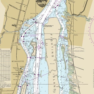 2018 Nautical Chart of Detroit River - Etsy