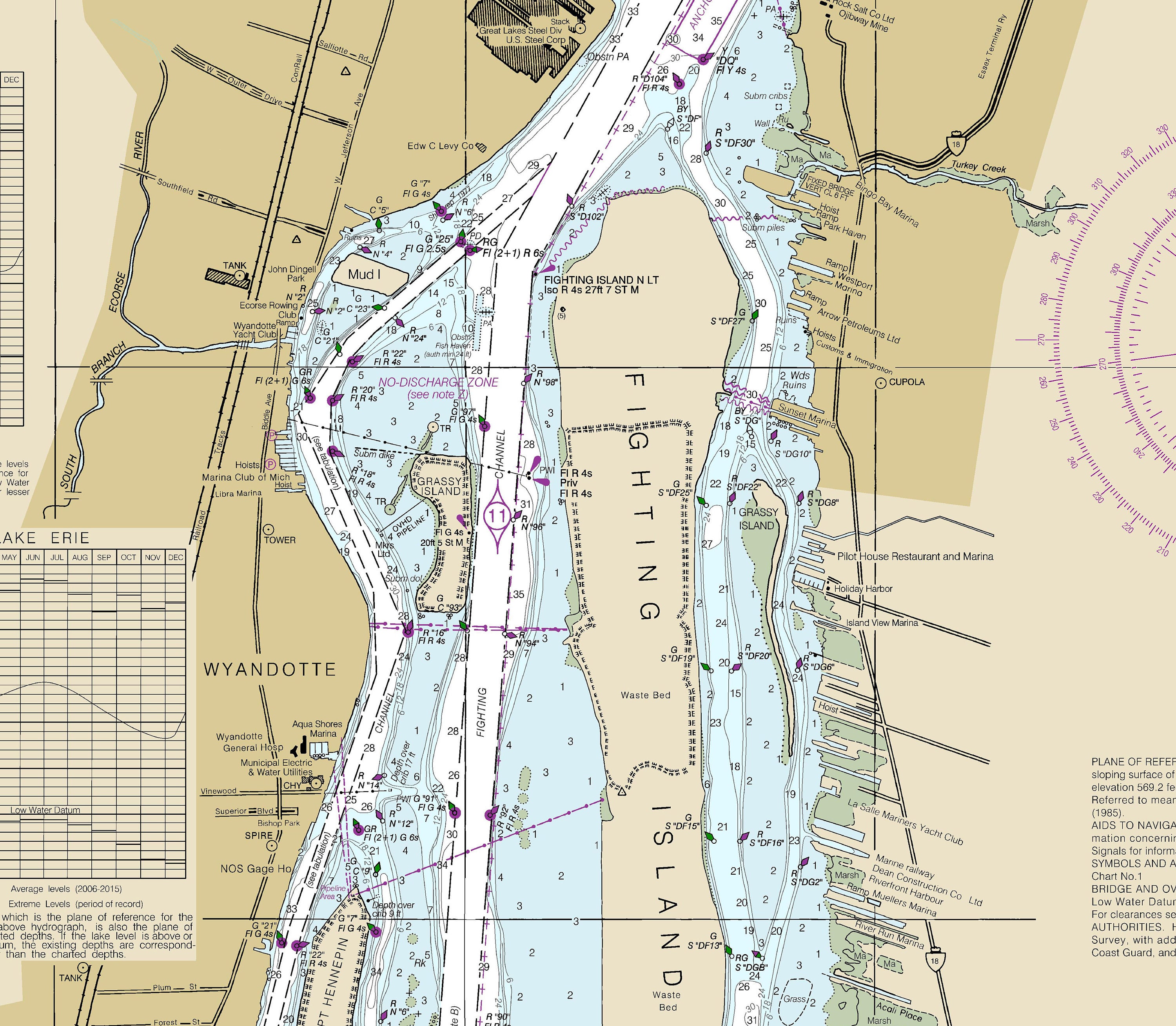 2018 Nautical Chart of Detroit River - Etsy