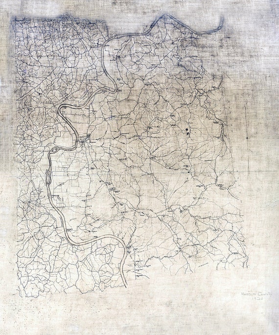 1920 Map of Hardin County Tennessee | Etsy