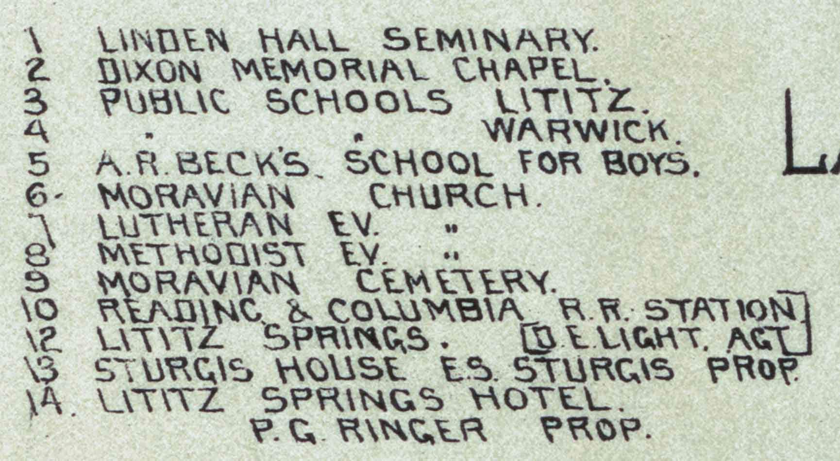 1887 Panoramic Map of Lititz Warwick Lancaster County - Etsy