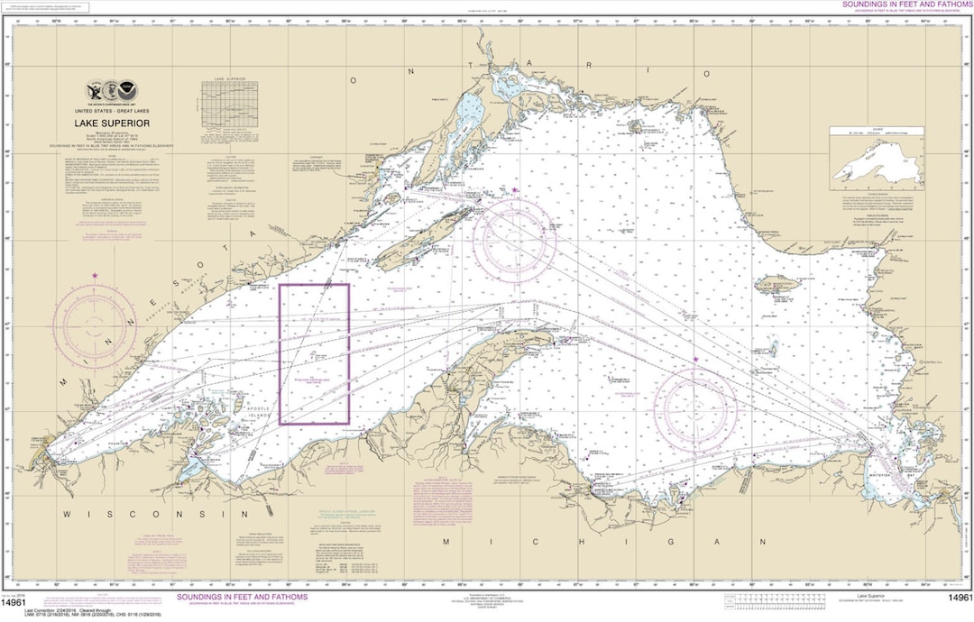2016 Nautical Map of Lake Superior - Etsy
