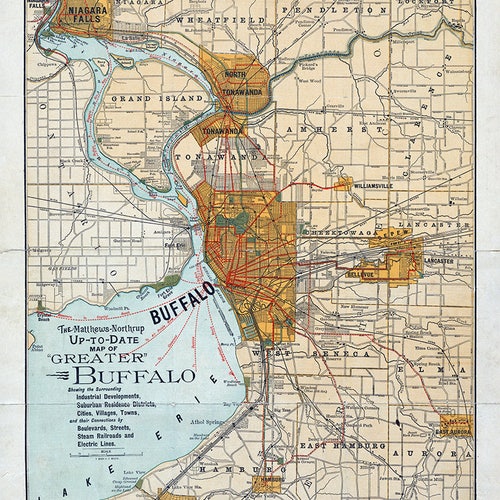 1893 Map of Buffalo New York Area - Etsy