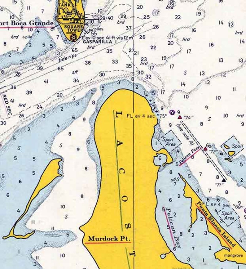 1961 Nautical Map of Charlotte Harbor Florida - Etsy