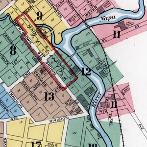 1891 Town Map of Napa California - Etsy