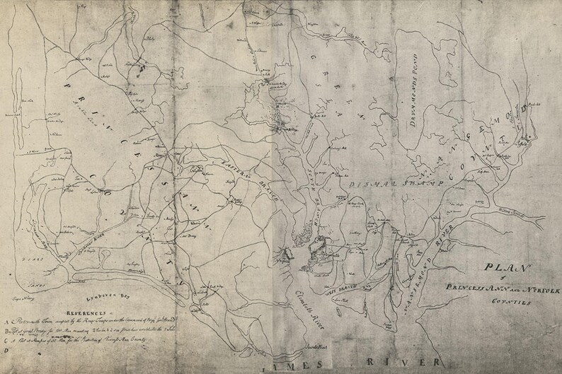 1780 Map of Princess Ann & Norfolk County Virginia - Etsy