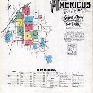 1900 Town Map of Americus Sumter County Georgia - Etsy