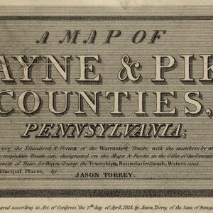 1814 Farm Line Map of Wayne & Pike County Pa - Etsy