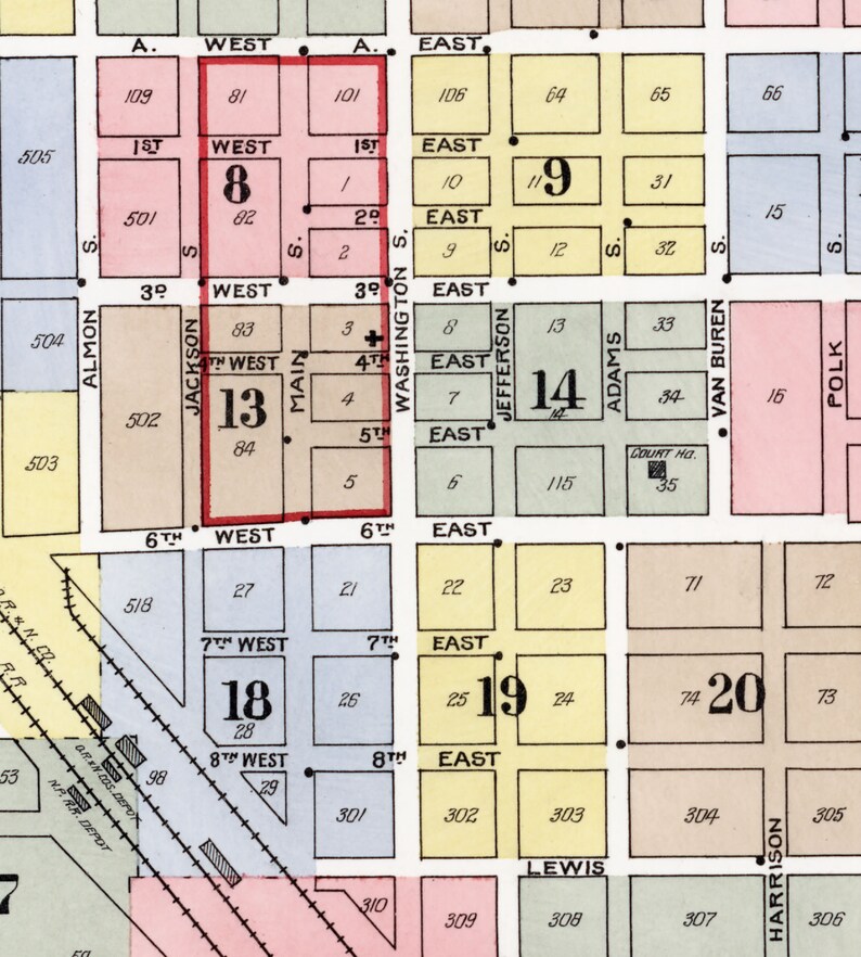 1904 Town Map of Moscow Idaho Latah County - Etsy