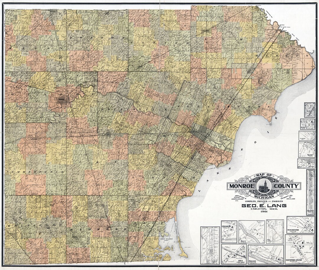 1901 Farm Line Map of Monroe County Michigan Dundee - Etsy