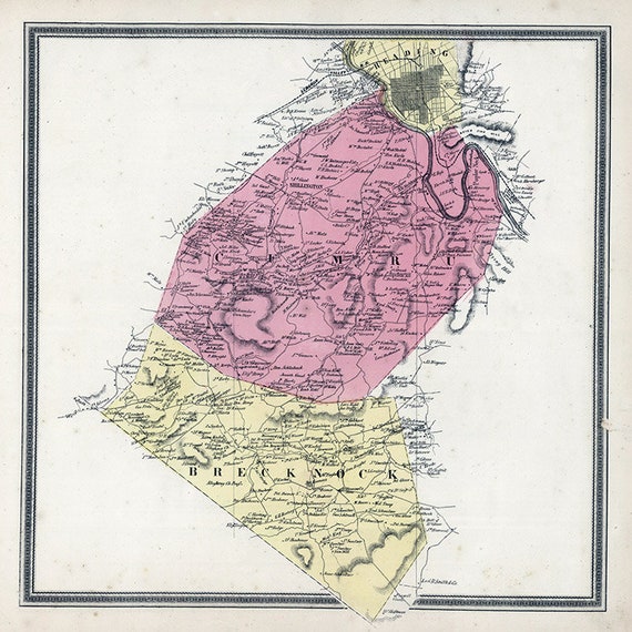 1862 Map of Cumru and Brechnock Townships Berks County | Etsy