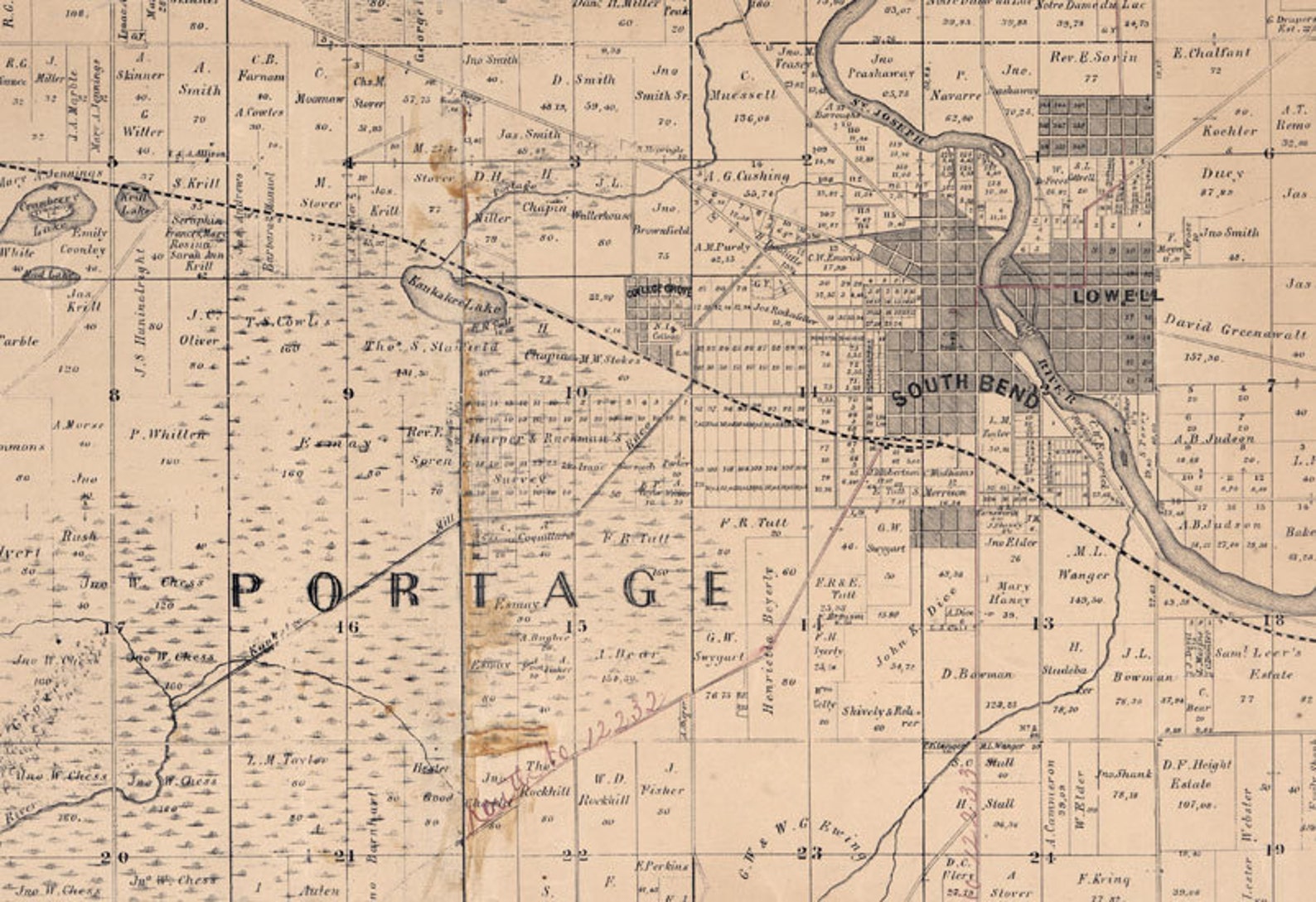 1866 Farm Line Map of St Joseph County Indiana South Bend Lowell - Etsy