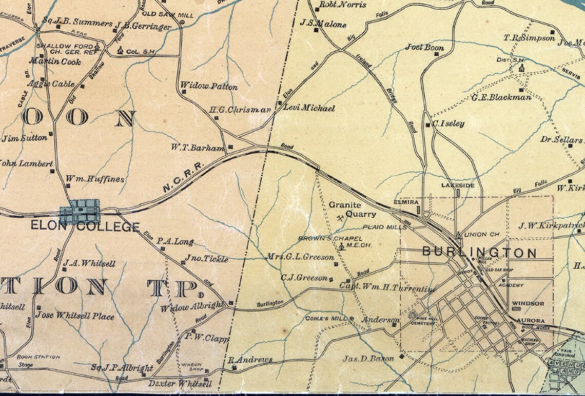 1893 Map of Alamance County North Carolina - Etsy