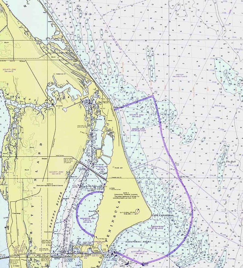 1975 Nautical Map of Ponce De Leon Inlet to Cape Canaveral - Etsy