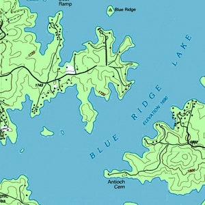 1988 Map of Blue Ridge Lake Georgia - Etsy