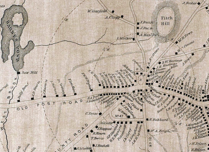 1859 Town Map of Shrewsbury Worcester County Massachusetts - Etsy