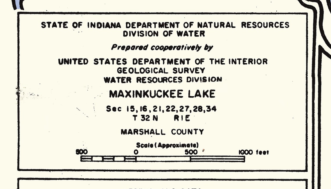 1969 Map of Lake Maxinkuckee Marshall County Indiana | Etsy