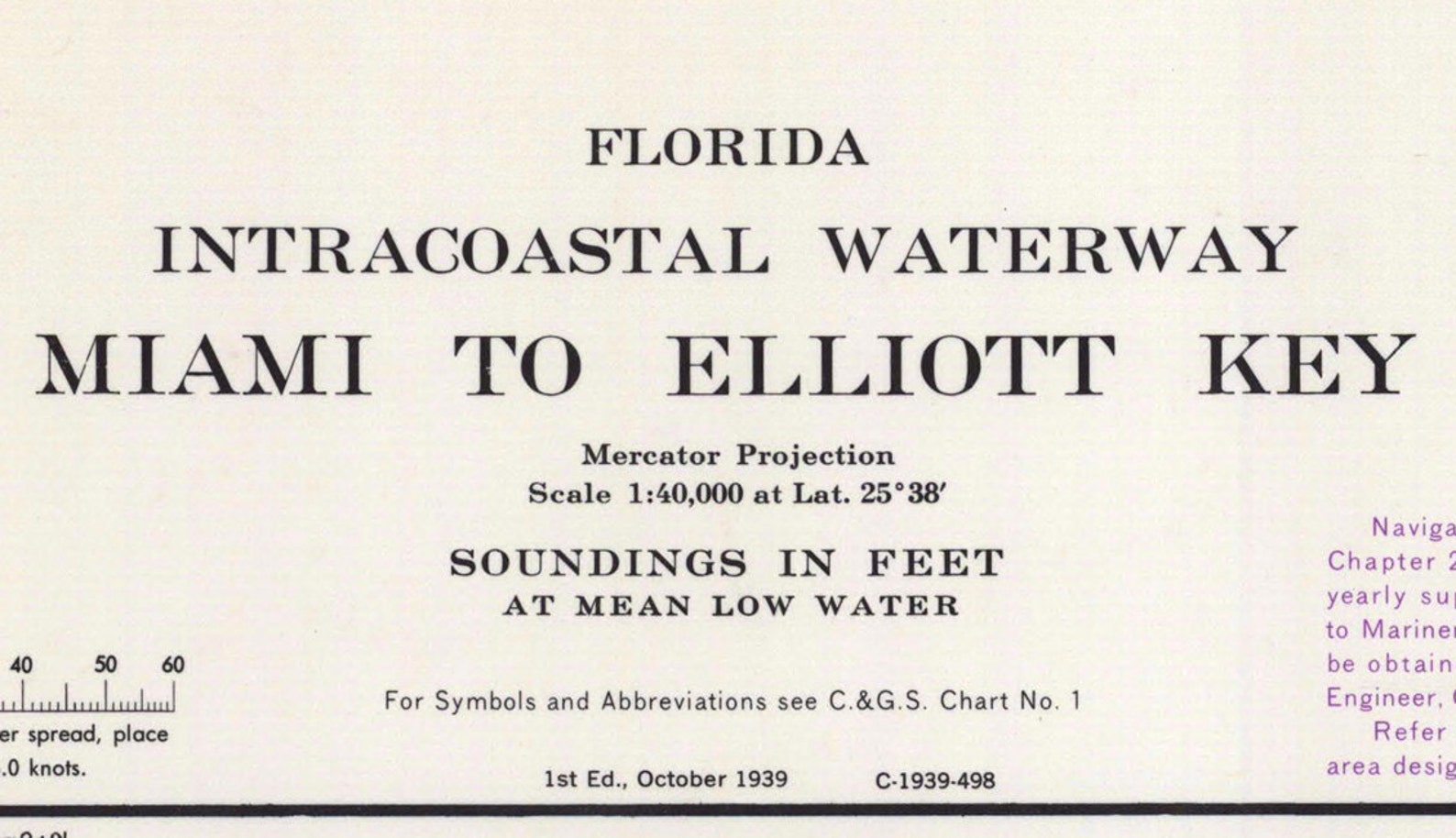 1966 Nautical Map of Miami to Elliot Key & Key Biscayne | Etsy