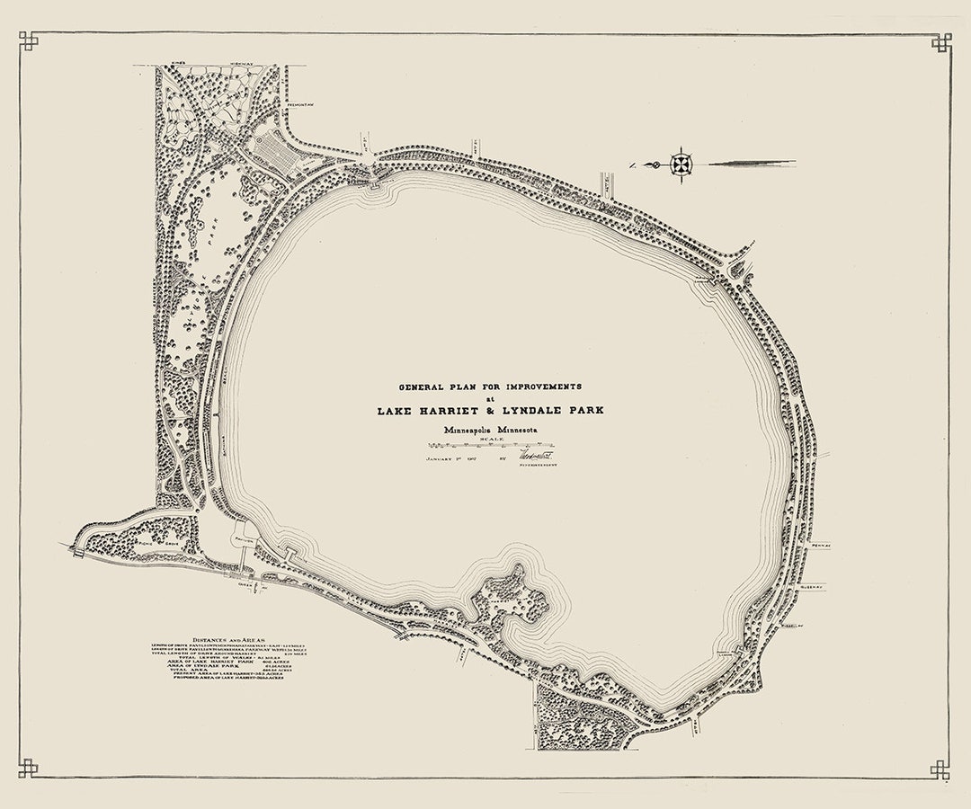 1907 Map of Lake Harriet Minnesota - Etsy