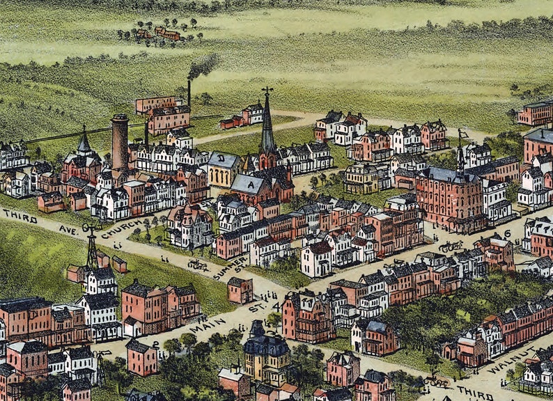 1893 Panoramic Map of Royersford Montgomery County Pennsylvania - Etsy