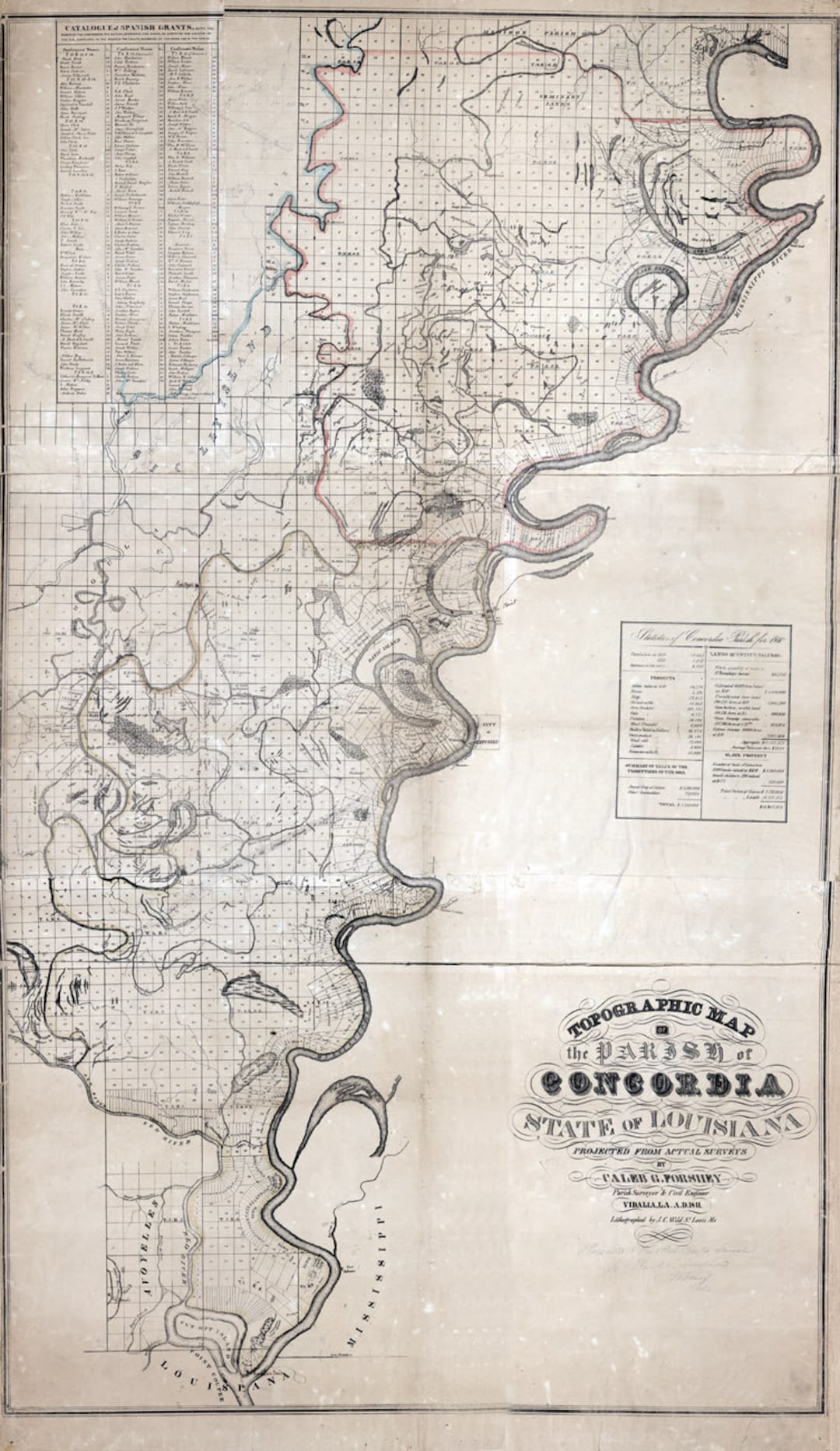 1841 Map of Concordia County Louisiana - Etsy