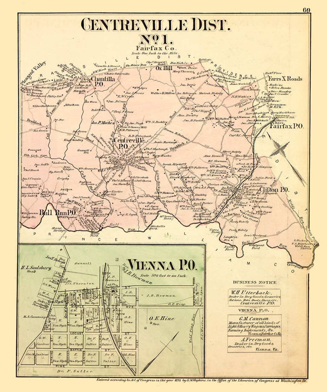 1879 Map of Centreville District Fairfax County Virginia - Etsy